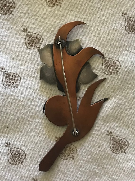 Fantastic Handwrought Mixed Metal Brooch - Gem