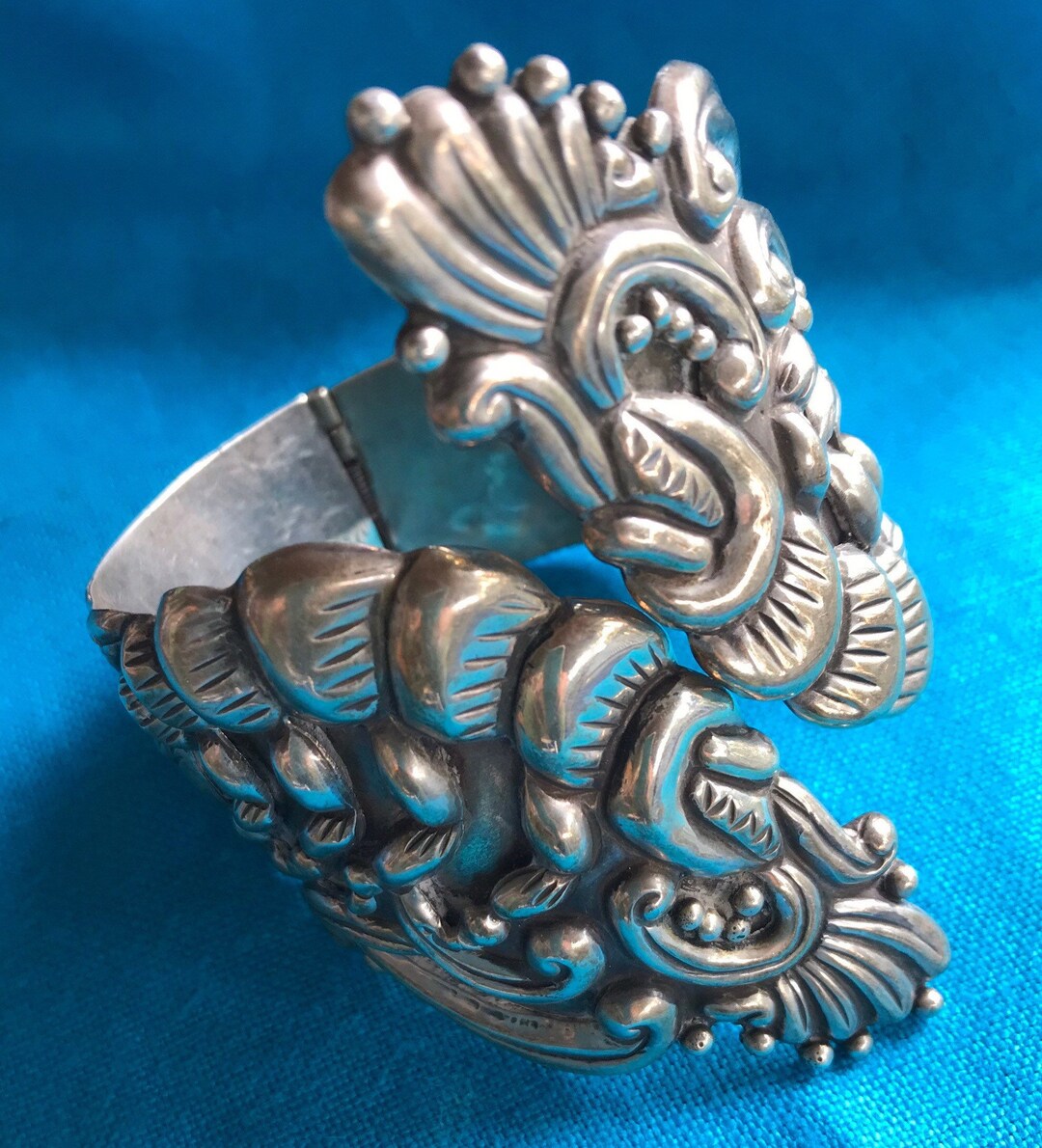 Big Bold Aztec Glyph Clamper Bracelet - Old Mexico - Etsy