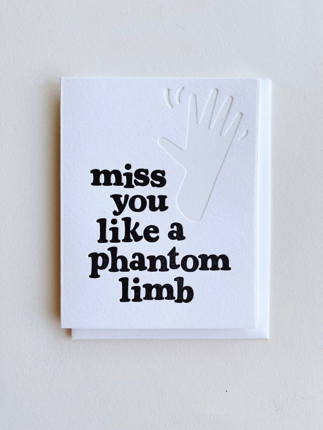 Phantom Limb Miss You Card : Single Letterpress Card - Etsy