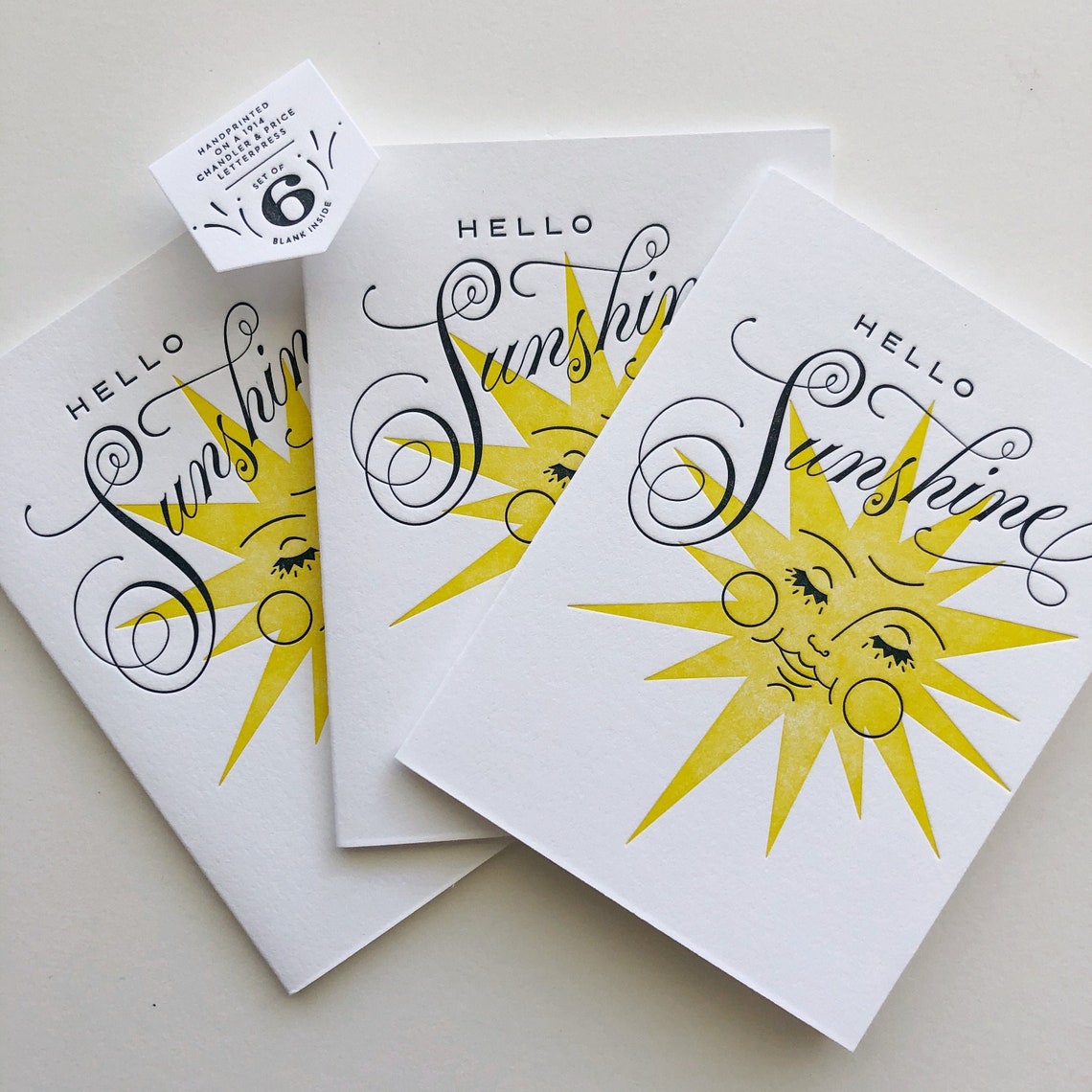 Hello Sunshine : Boxed Set of Six Letterpress Cards - Etsy