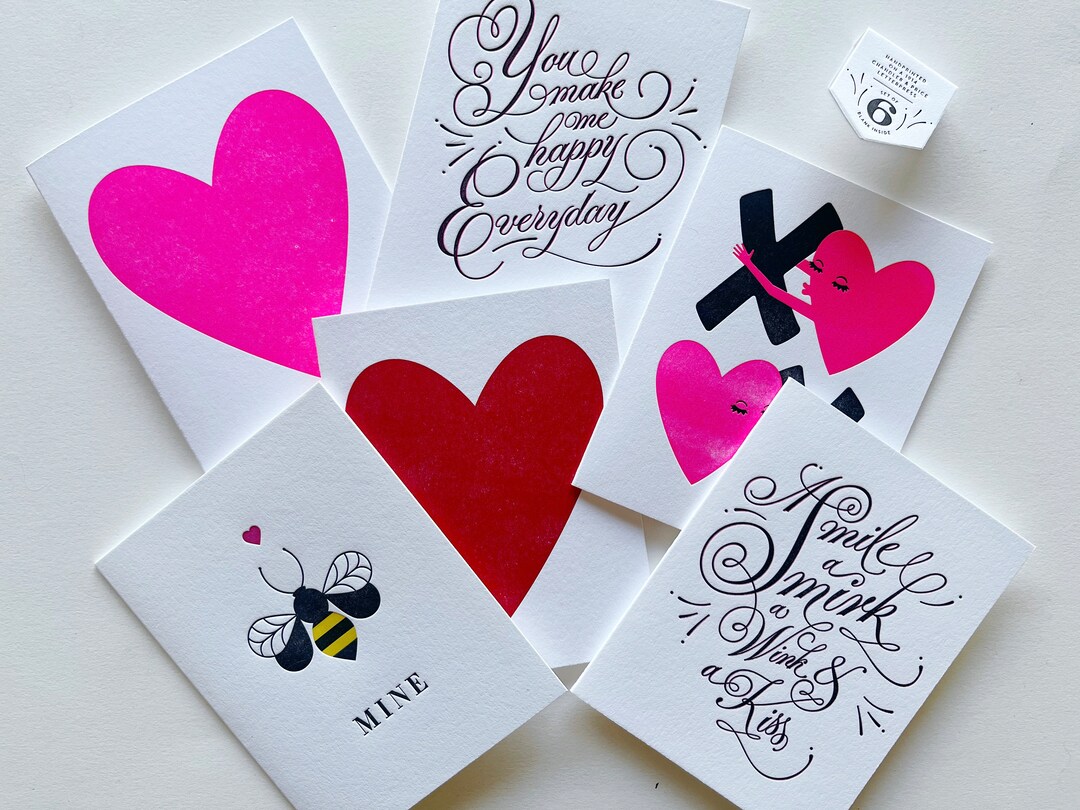 Classic Valentine Variety Pack : Boxed Set of 6 Letterpress Cards - Etsy