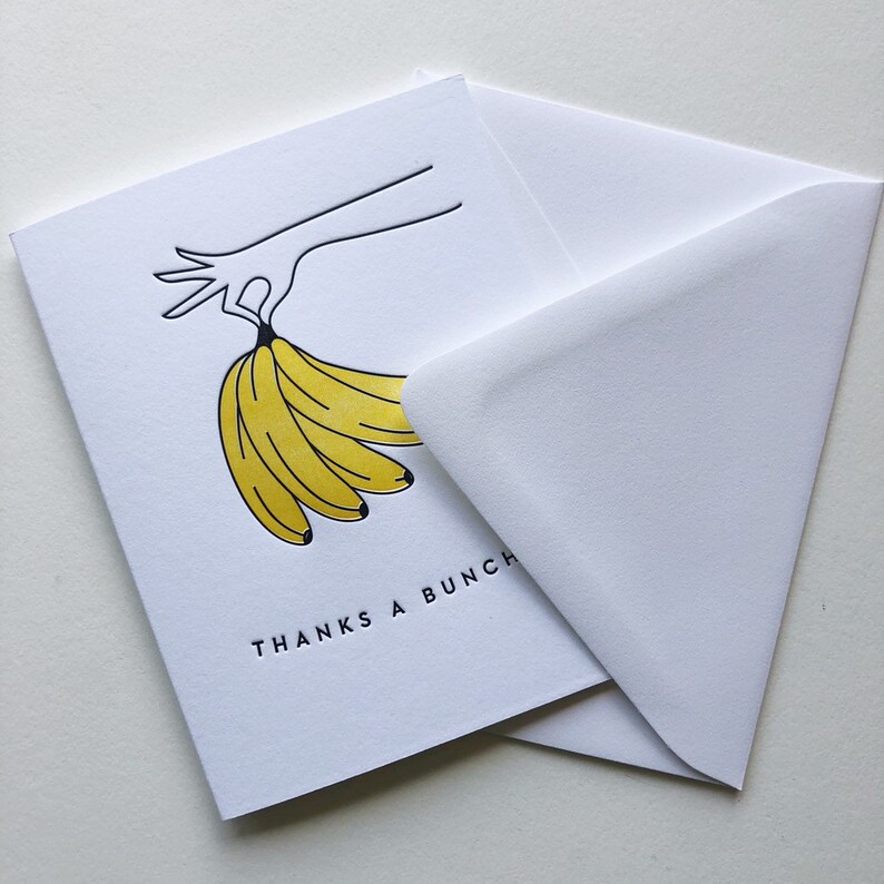 Thanks A Bunch Bananas Letterpress Thank You Card Pack : Boxed - Etsy