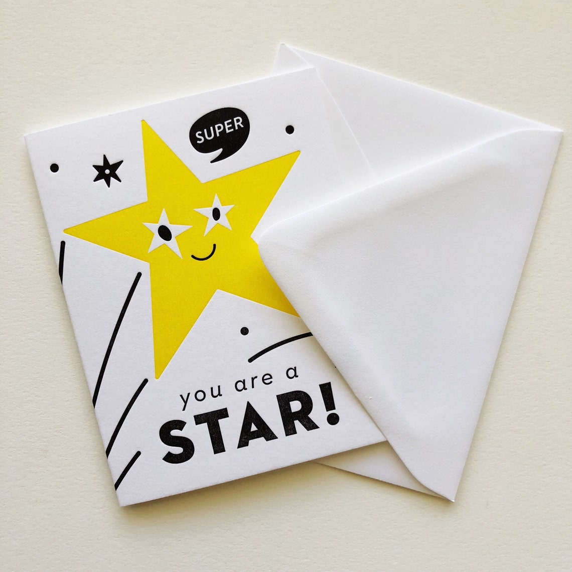 You Are a Star : Encouraging Single Letterpress Greeting Card - Etsy
