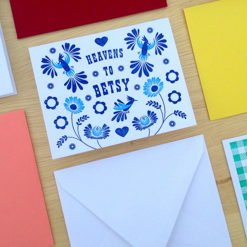 Heavens to Betsy - Single Letterpress Card - Etsy