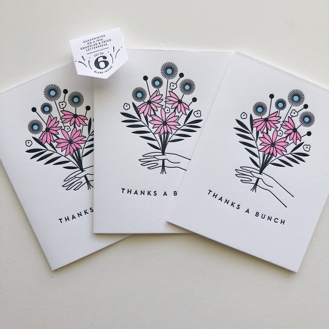 Thanks a Bunch Flowers Card Pack : Boxed Set of Six Letterpress Cards ...