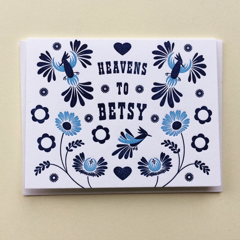 Heavens to Betsy - Single Letterpress Card - Etsy