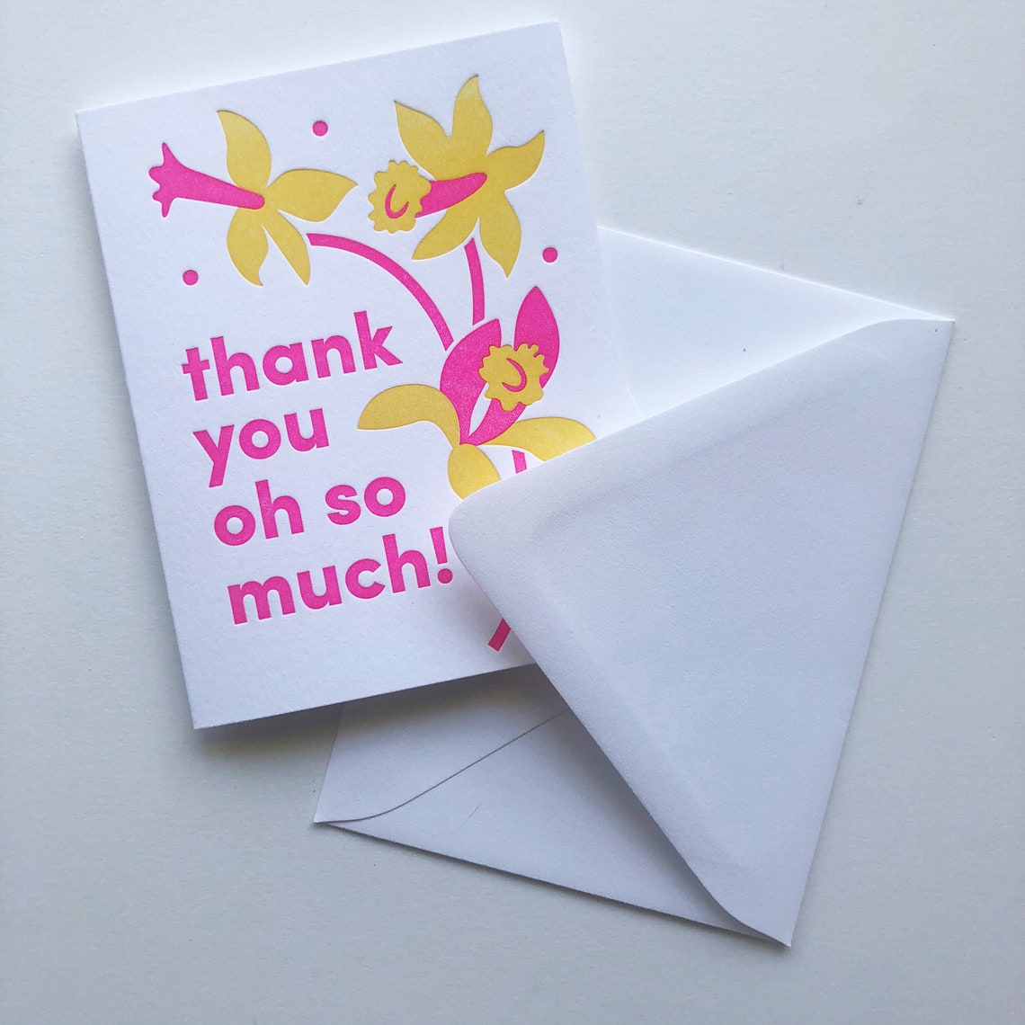 Floral Thank You Oh so Much Single Letterpress Card - Etsy