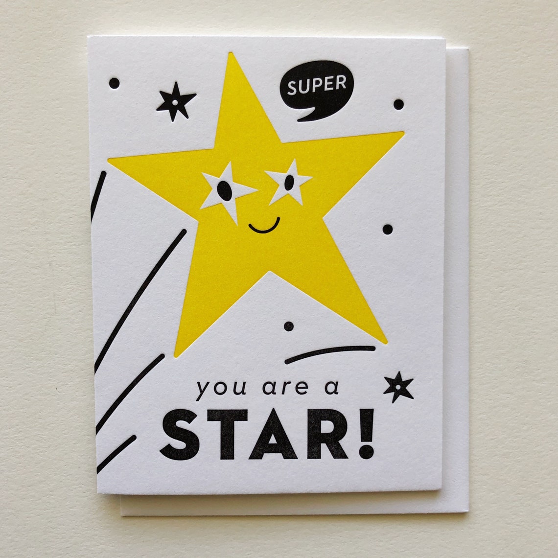 You Are a Star : Encouraging Single Letterpress Greeting Card - Etsy
