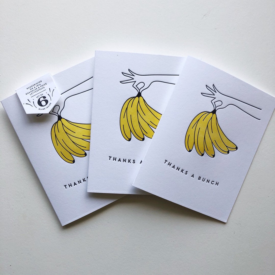 Thanks A Bunch Bananas Letterpress Thank You Card Pack : Boxed Set of ...