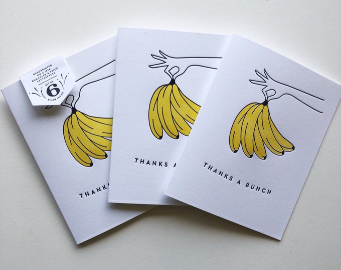 Thanks A Bunch Bananas Letterpress Thank You Card Pack : Boxed Set of ...