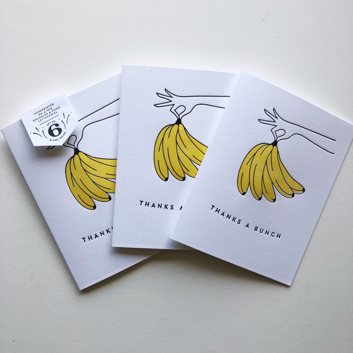 Thanks A Bunch Bananas Letterpress Thank You Card Pack : Boxed - Etsy