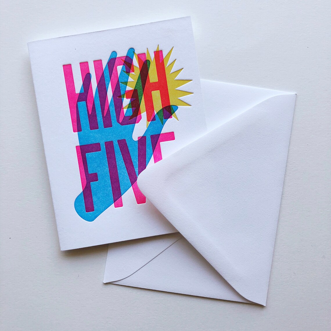 High Five Single Letterpress Card - Etsy