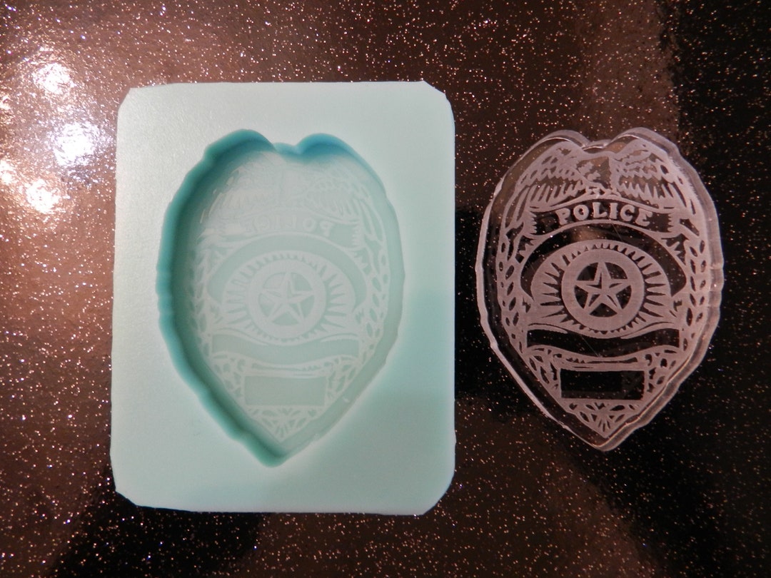2 Etched Police Badge Silicone Mold for Resin or Epoxy. 2 High and 1/4 ...