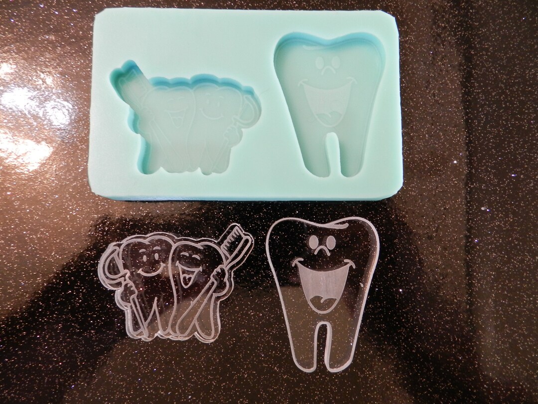 2 Etched Tooth or Teeth Silicone Mold for Resin or Epoxy. Sized for Use ...
