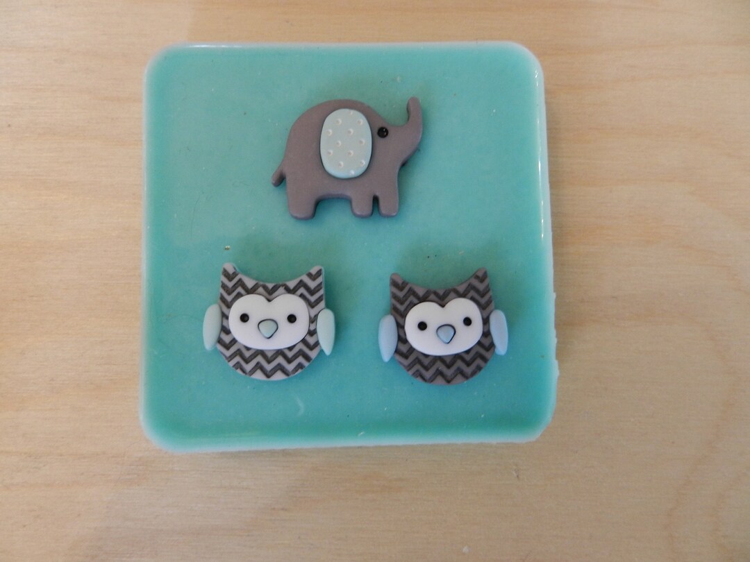 Miniature 3/4 Elephant and Owl Silicone Mold for Resin or Epoxy. Animal ...