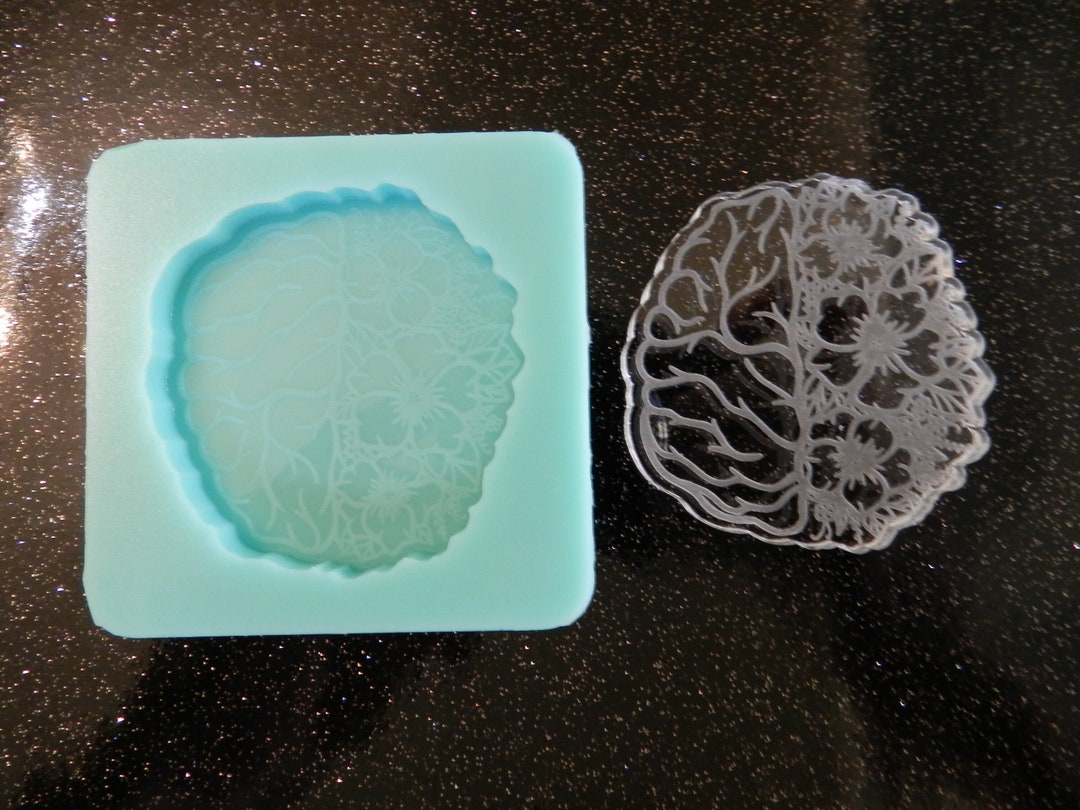 2 Etched Flower Brain Silicone Mold for Resin and Epoxy. Sized for Use ...