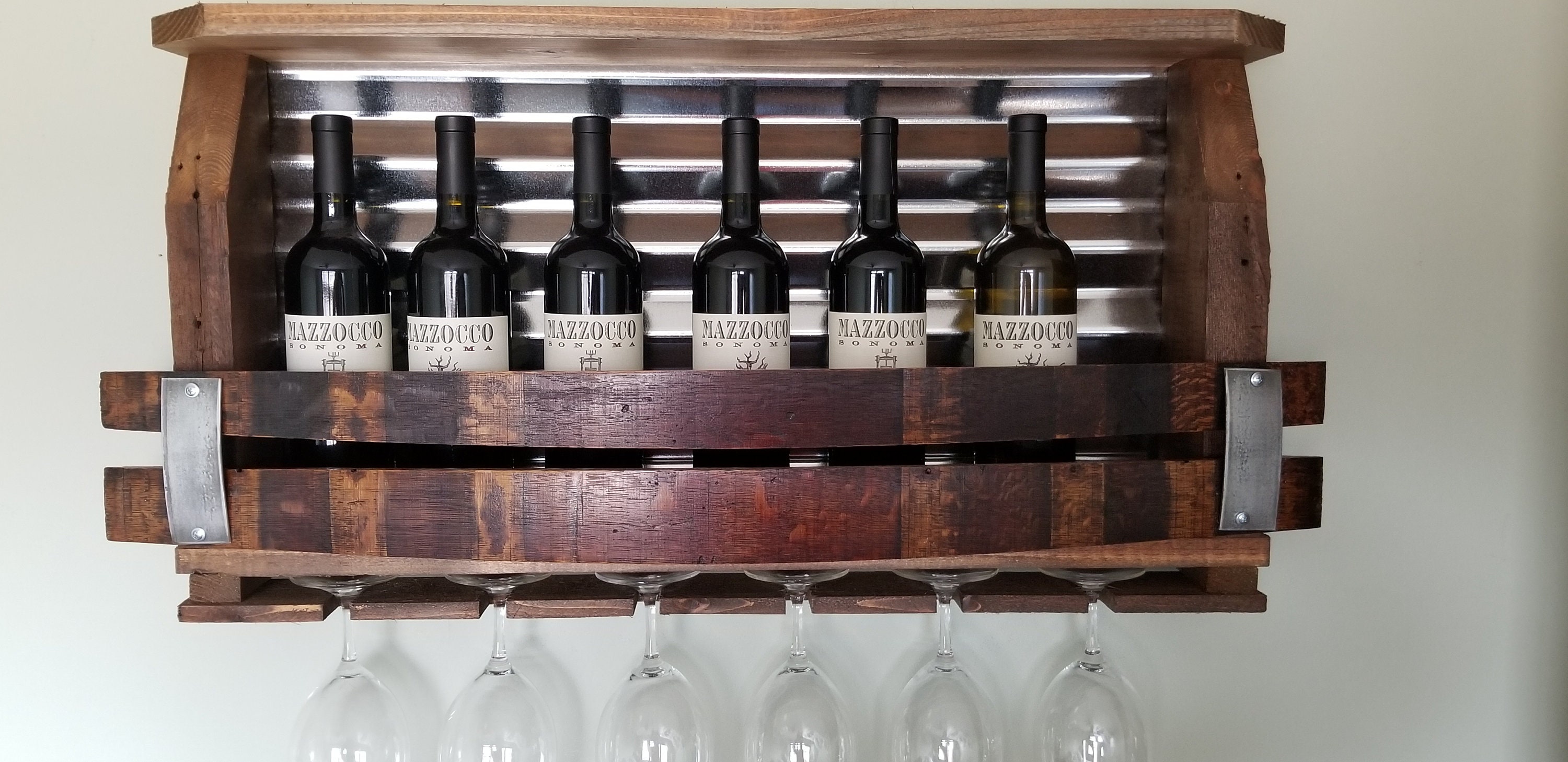 Wine Rack made from reclaimed barnwood Wine barrels and New | Etsy