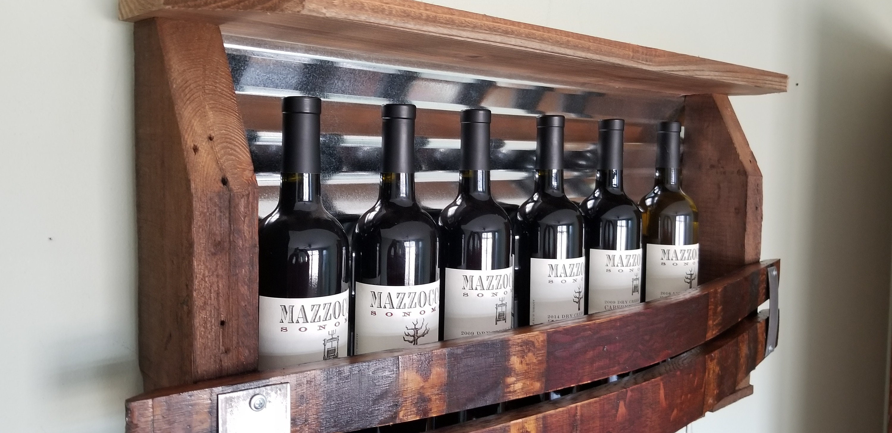 Wine Rack made from reclaimed barnwood Wine barrels and New | Etsy