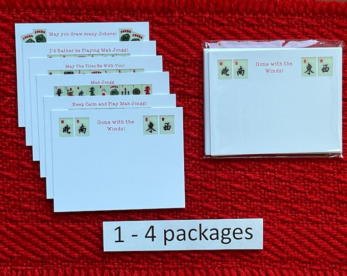 Mah Jongg 6 Notecards 1-4 Packages of 6 Different Cards and Envelopes ...