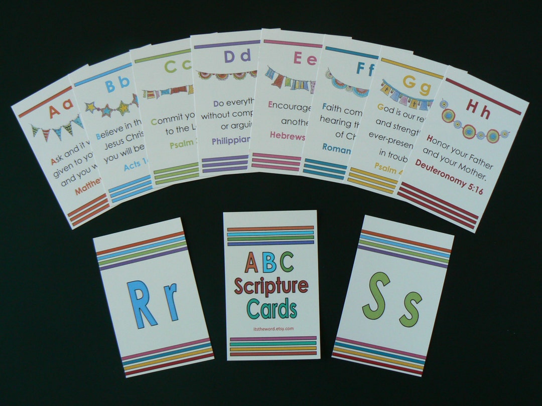 ABC Printable PDF DIY Bible Verse Scripture Cards Memory Christian Gift ...