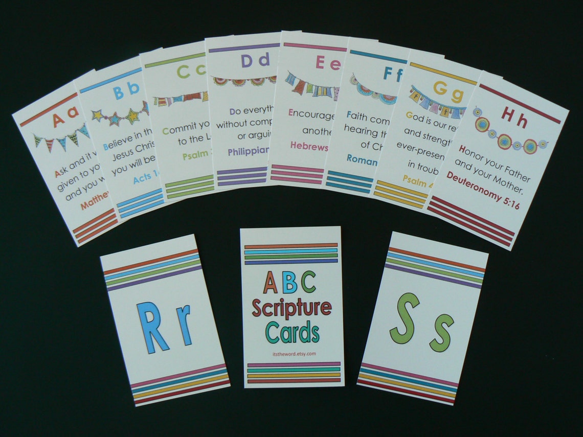 ABC Printable PDF DIY Bible Verse Scripture Cards Memory Christian Gift ...