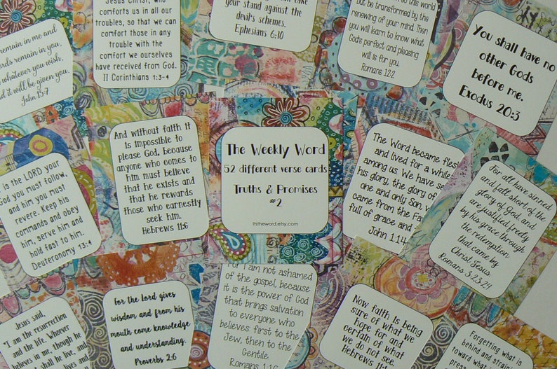 52 Bible Verse Cards Memory Verses Scriptures the Weekly Word | Etsy