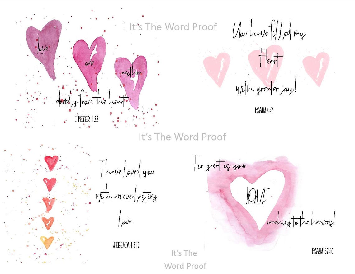 Digital 12 Scripture Valentines Watercolor Download Bible | Etsy