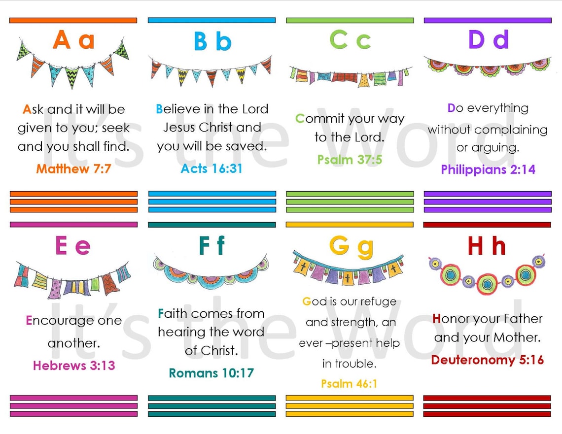 ABC Printable PDF DIY Bible Verse Scripture Cards Memory - Etsy