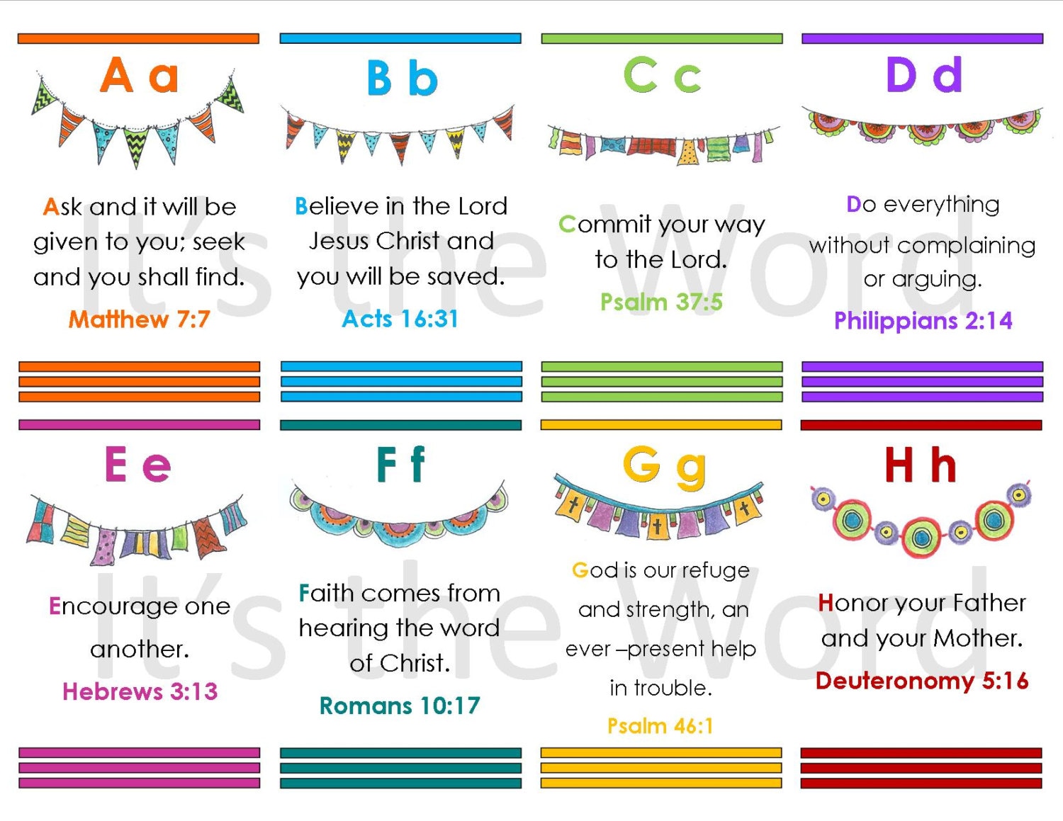 ABC Printable PDF DIY Bible Verse Scripture Cards Memory Christian Gift ...