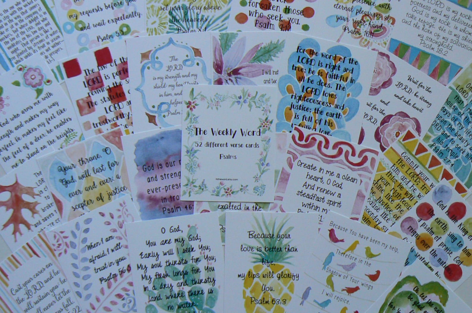 52 Psalms Bible Verse Cards Memory Verses Scriptures the Weekly Word ...