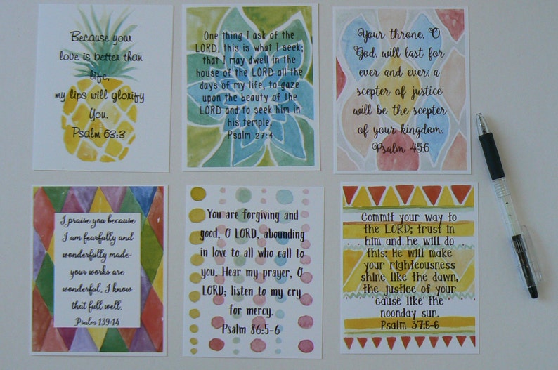 52 Psalms Bible Verse Cards Memory Verses Scriptures the | Etsy