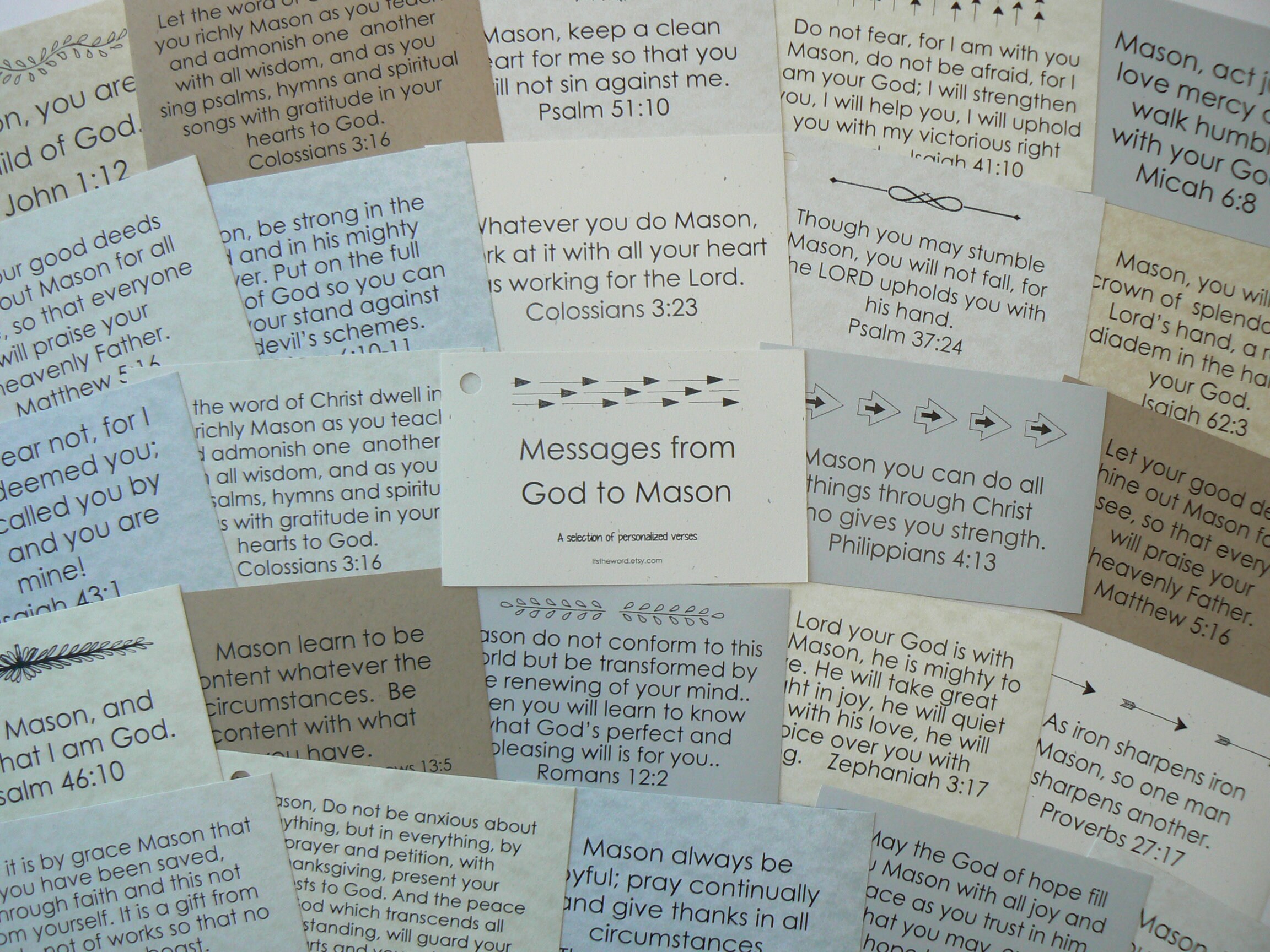 Personalized Scripture Bible Verse Cards Love Notes From God Christian ...