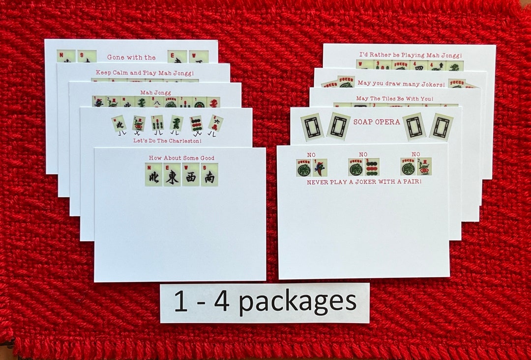 Mah Jongg 10 Notecards 1 to 4 Boxes Different Cards and Envelopes Mah ...