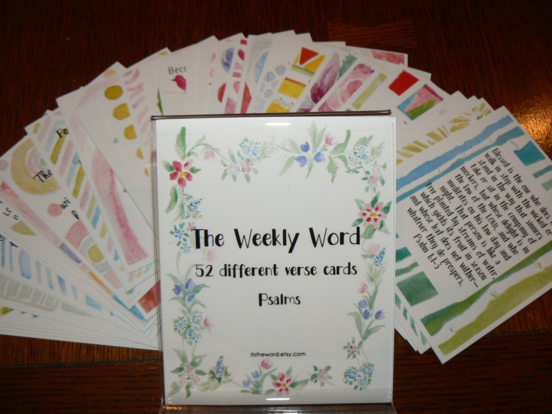 52 Psalms Bible Verse Cards Memory Verses Scriptures the Weekly Word ...