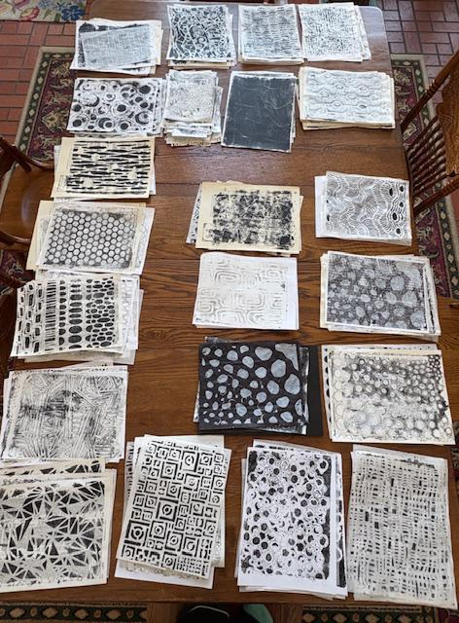 Black and White Gelli Prints Mixed Media Collage Paper Kits Decorated ...