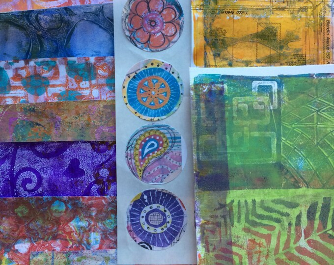 Mixed Media Collage Paper Kits Round Stickers Decorated Papers Hand ...