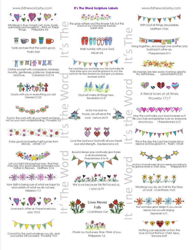120 Scripture Labels Stickies 30 Designs and Verses | Etsy