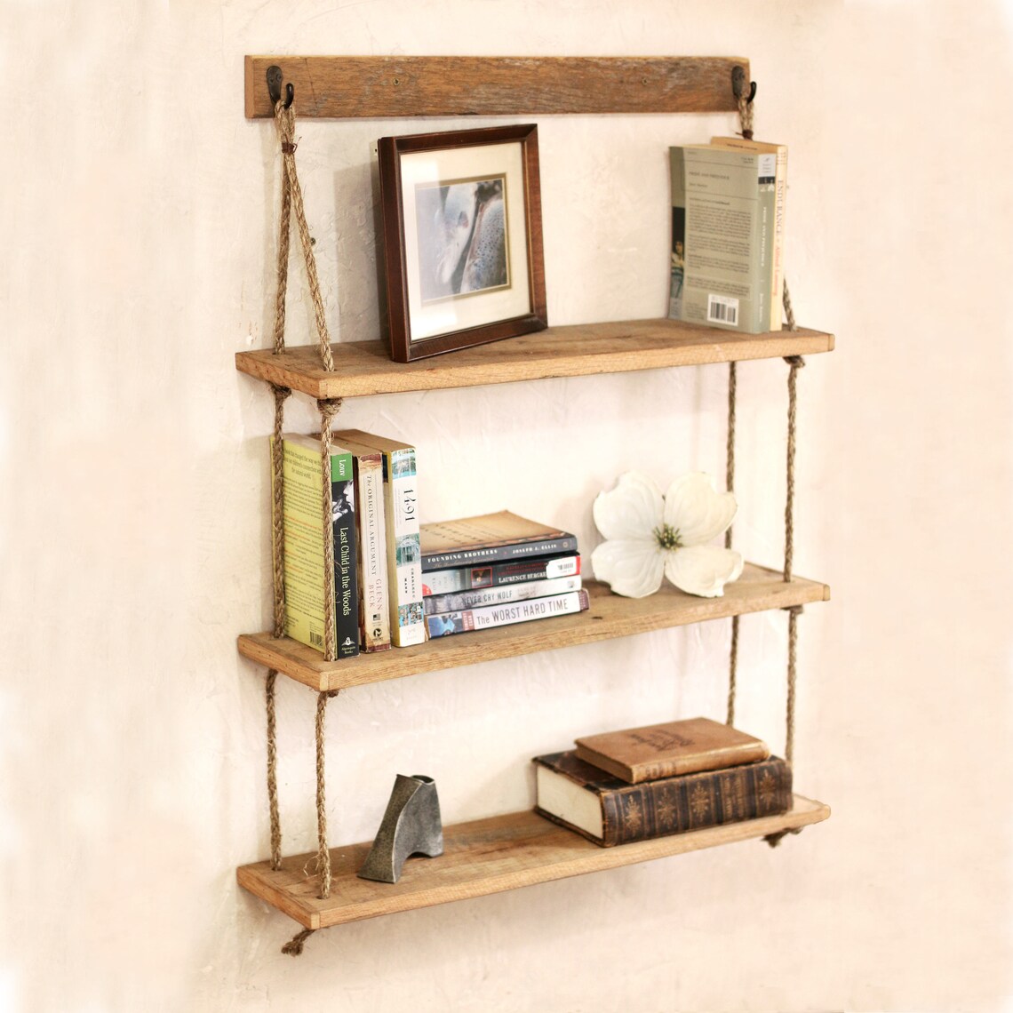 Hanging Shelf Reclaimed Wood Shelves Hanging Barn Wood - Etsy UK
