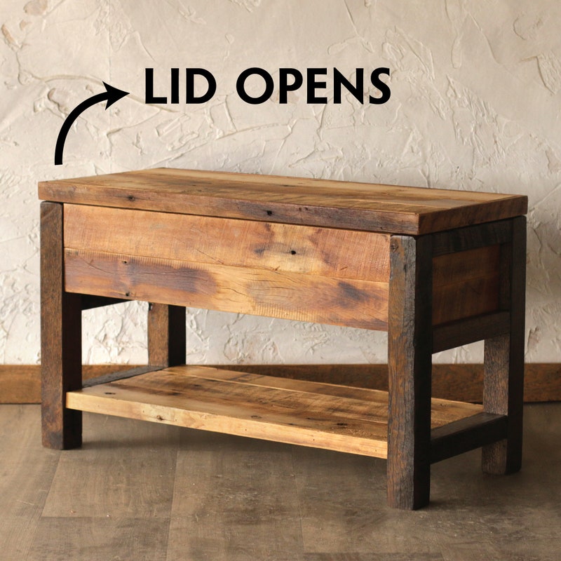 Rustic Storage Bench - Etsy