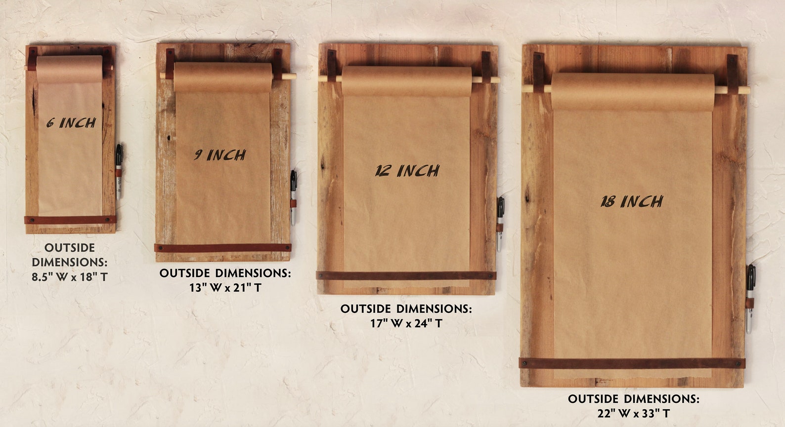 Wall Mounted Note Roll MULTIPLE SIZES , Wall Mounted Memo Pad, Butcher ...