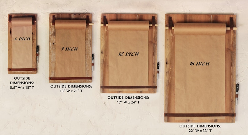 Wall Mounted Note Roll MULTIPLE SIZES , Wall Mounted Memo Pad, Butcher ...