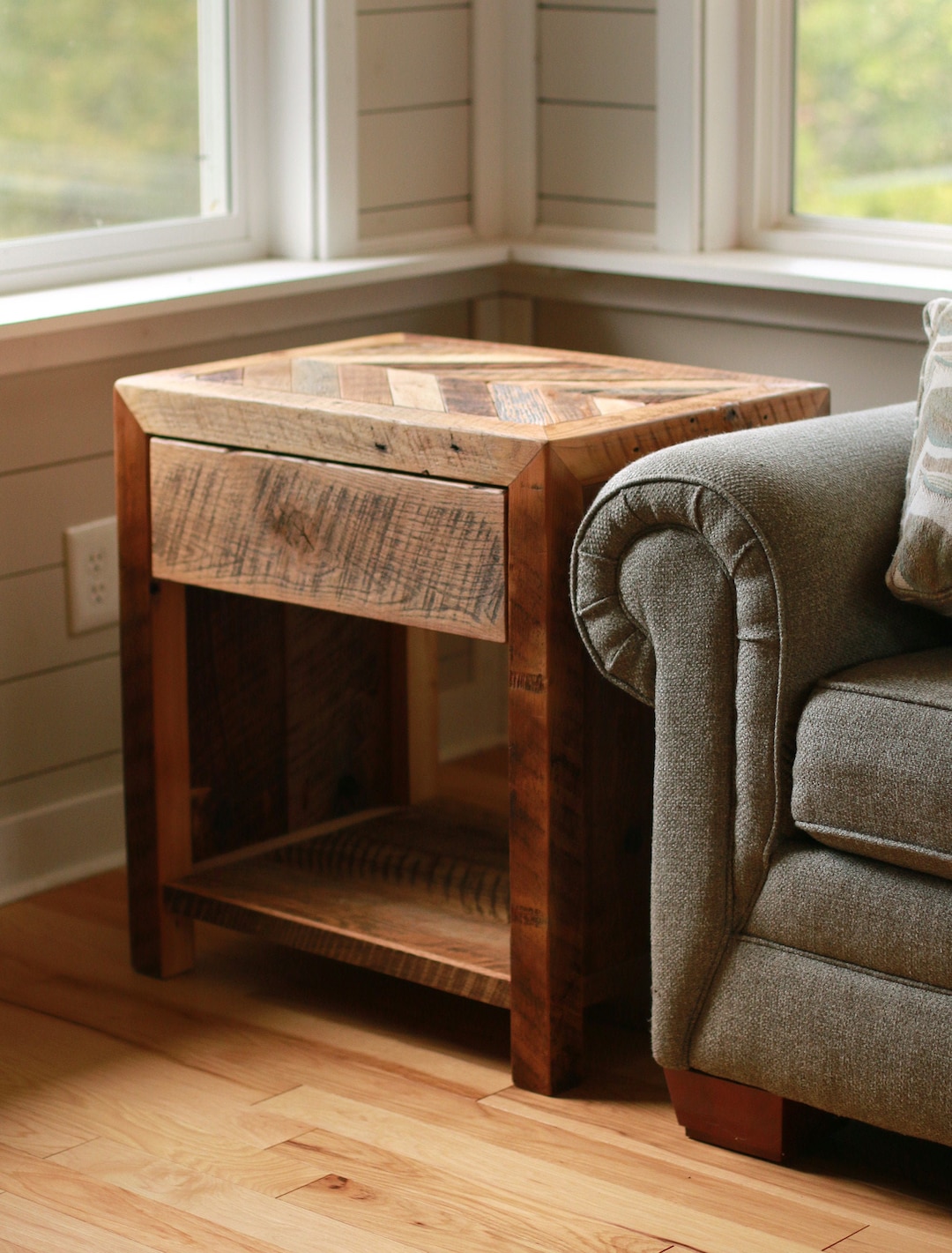 Reclaimed Wood End Table Living Room Side Table Accent Table Farmhouse ...