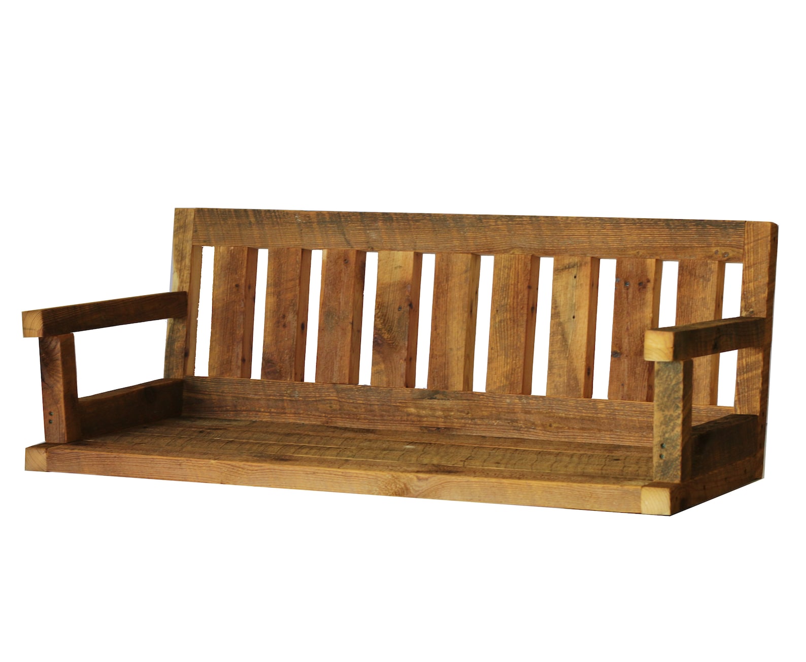 Porch Swing With Mission Style Back - Slats - Reclaimed Wood - Outdoor ...