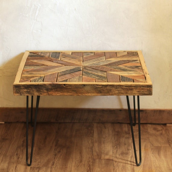 Items similar to Star Pattern Coffee/Side Table with Hairpin Legs ...