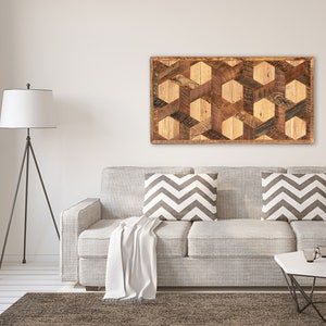 Large Woven Wood Wall Art Reclaimed Wood Unique Wall Decor Living Room ...