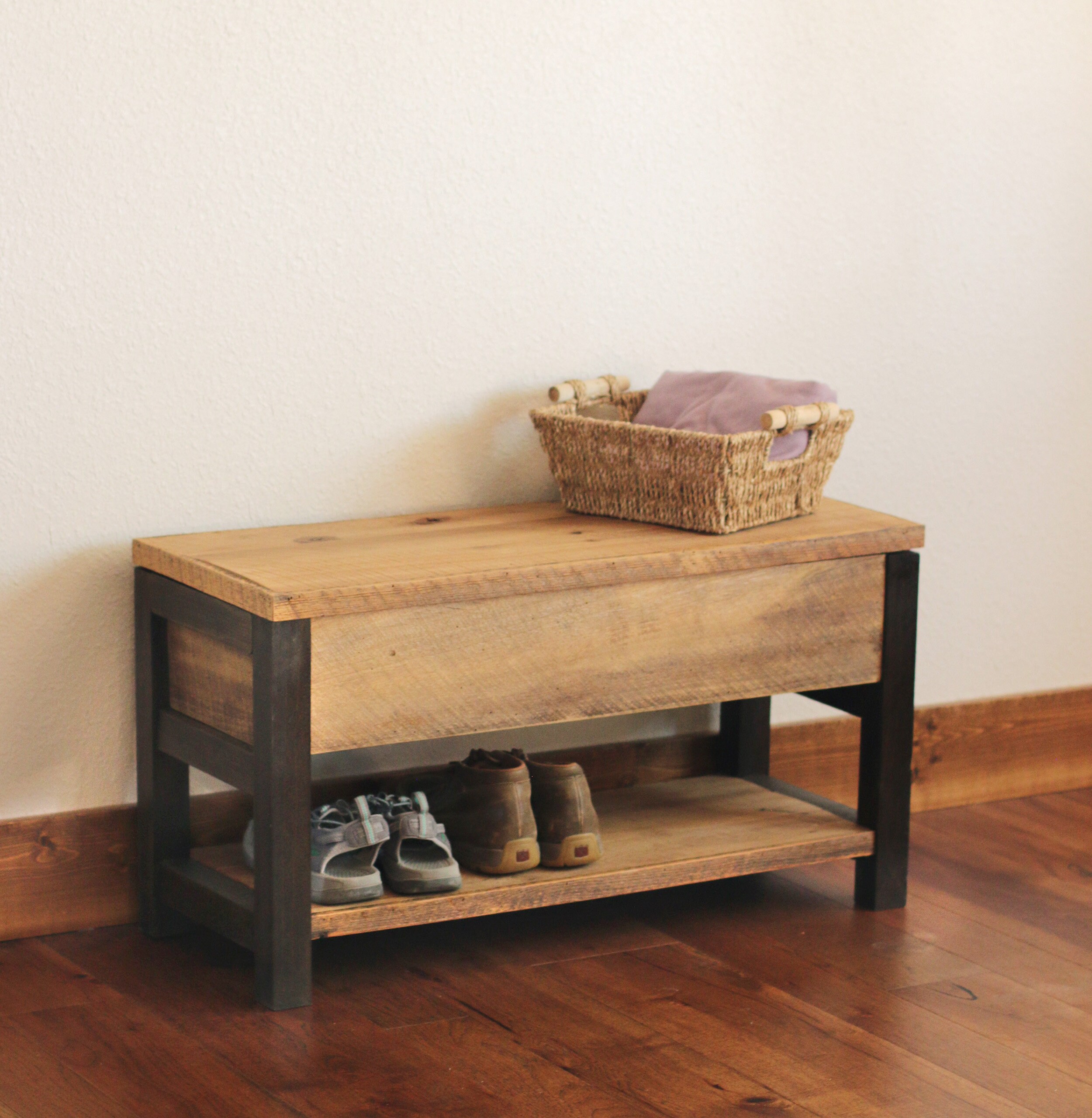 Storage Bench Made From Reclaimed Wood Mudroom Bench Entryway Bench Rustic Farmhouse Barnwood Etsy