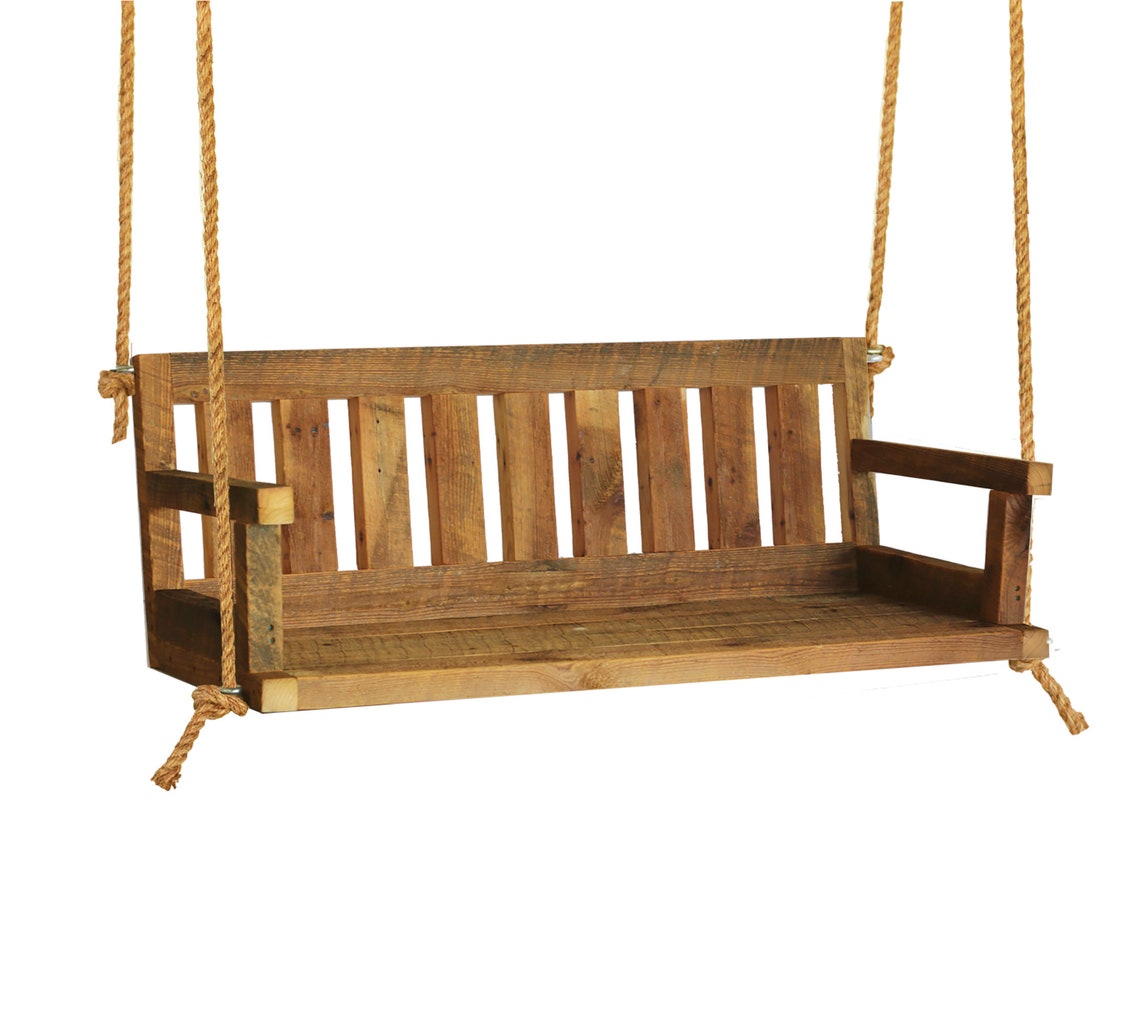 Porch Swing With Mission Style Back - Slats - Reclaimed Wood - Outdoor ...