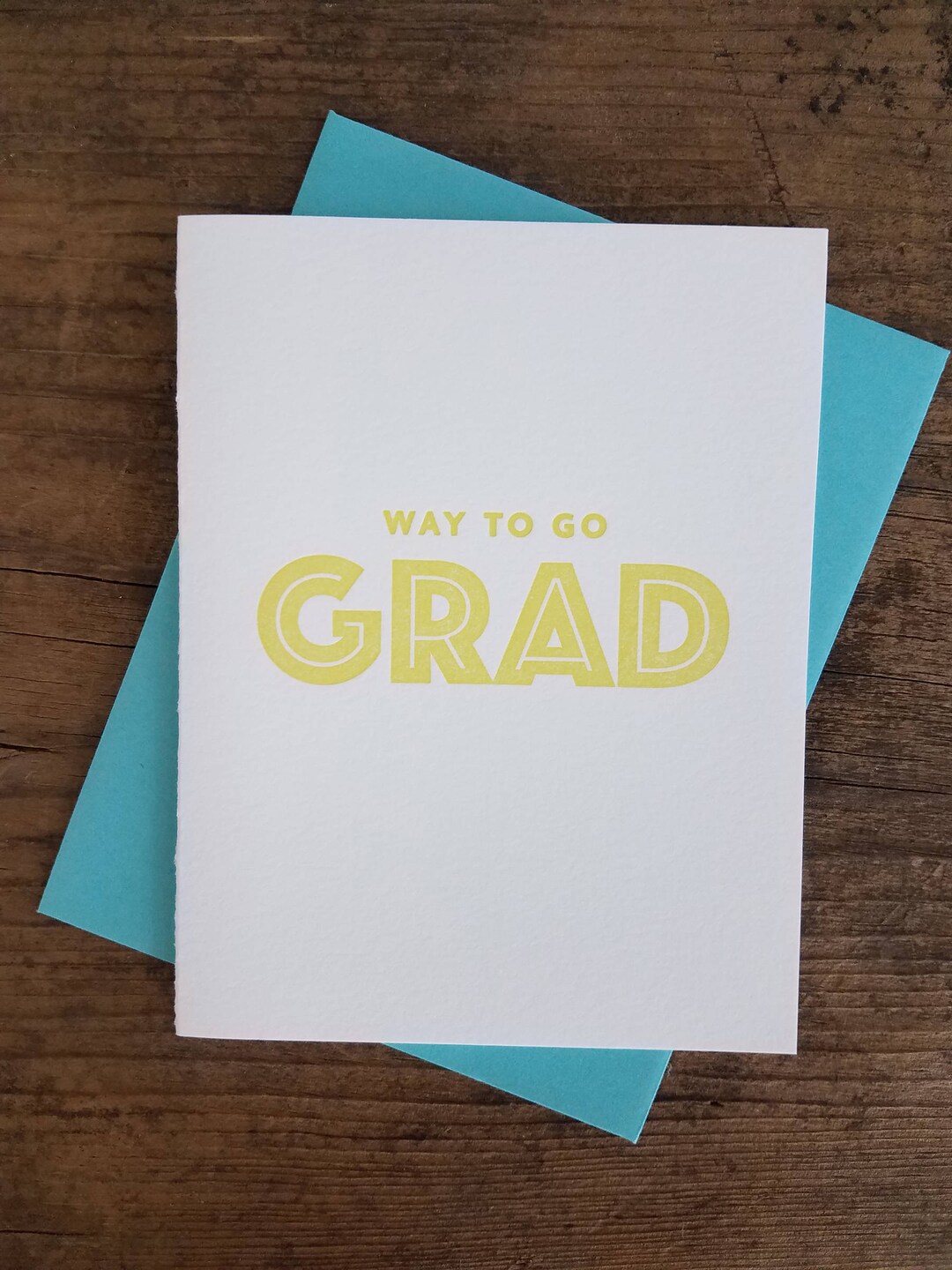 Way to Go Grad Letterpress Card - Etsy