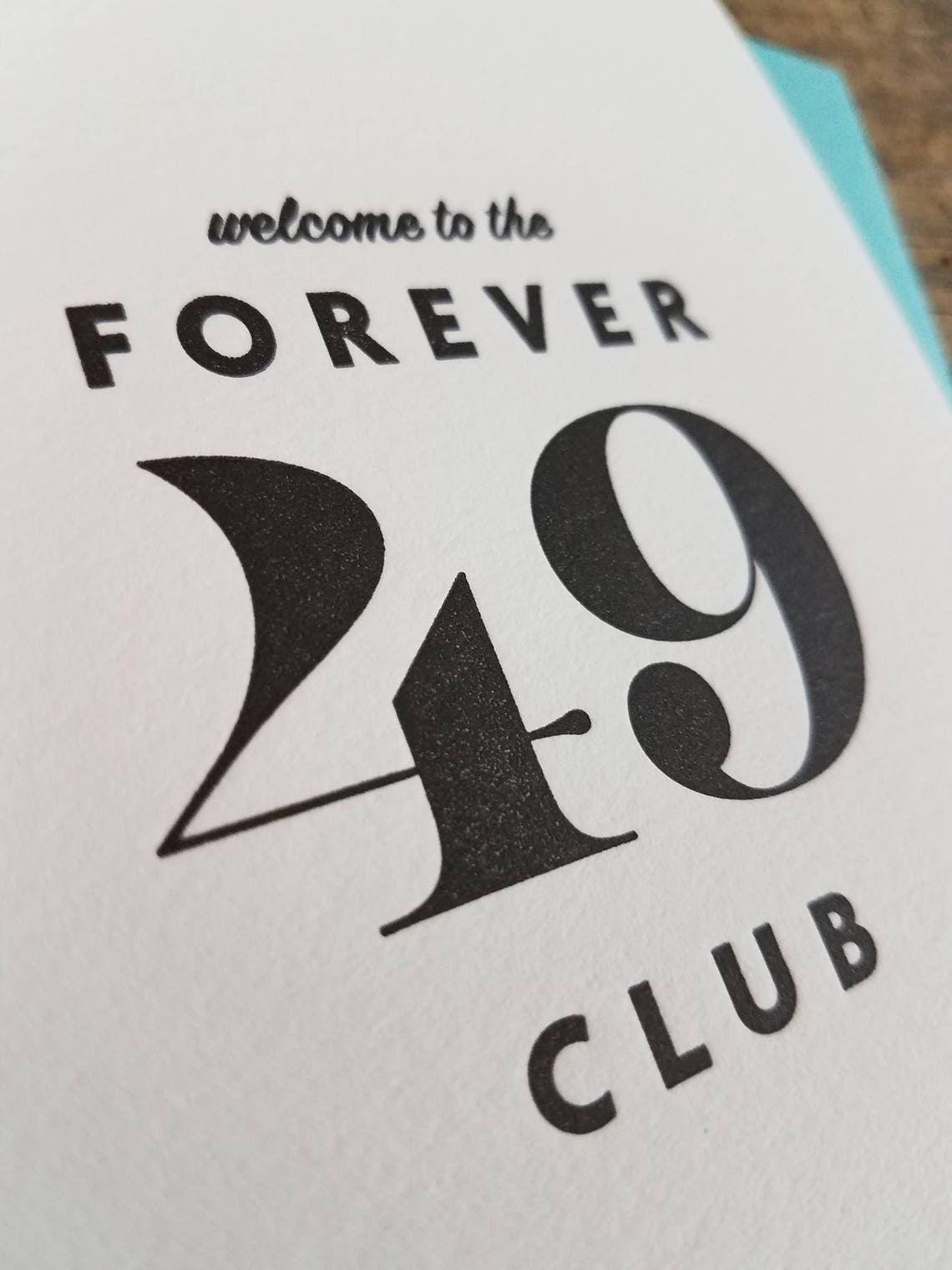 Welcome to the Forever 49 Club Letterpress Card - Etsy