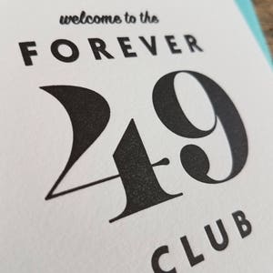 Welcome to the Forever 49 Club Letterpress Card - Etsy